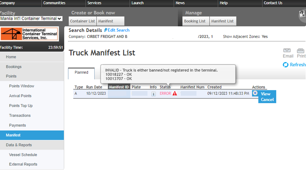 How to edit the details of your submitted truck manifest - Customer ...
