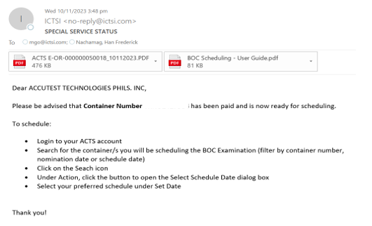 BOC Nomination, Online Payment, and Scheduling Process - Customer ...